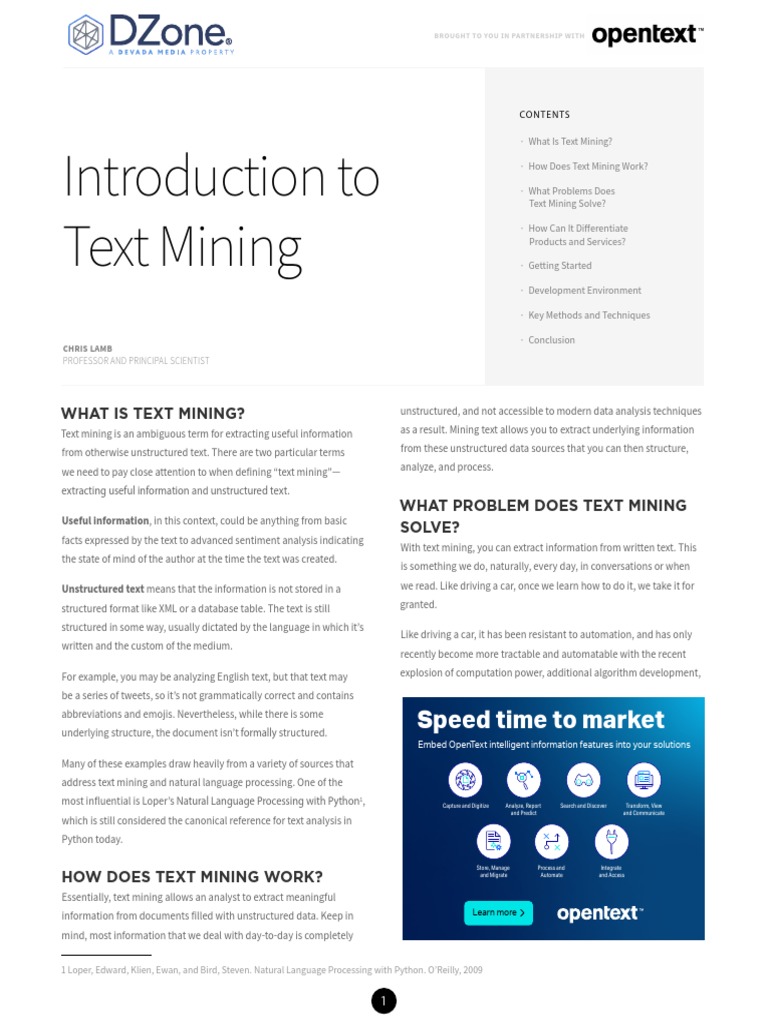 Introduction To Text Mining | Download Free PDF | Computing | Cognitive Science