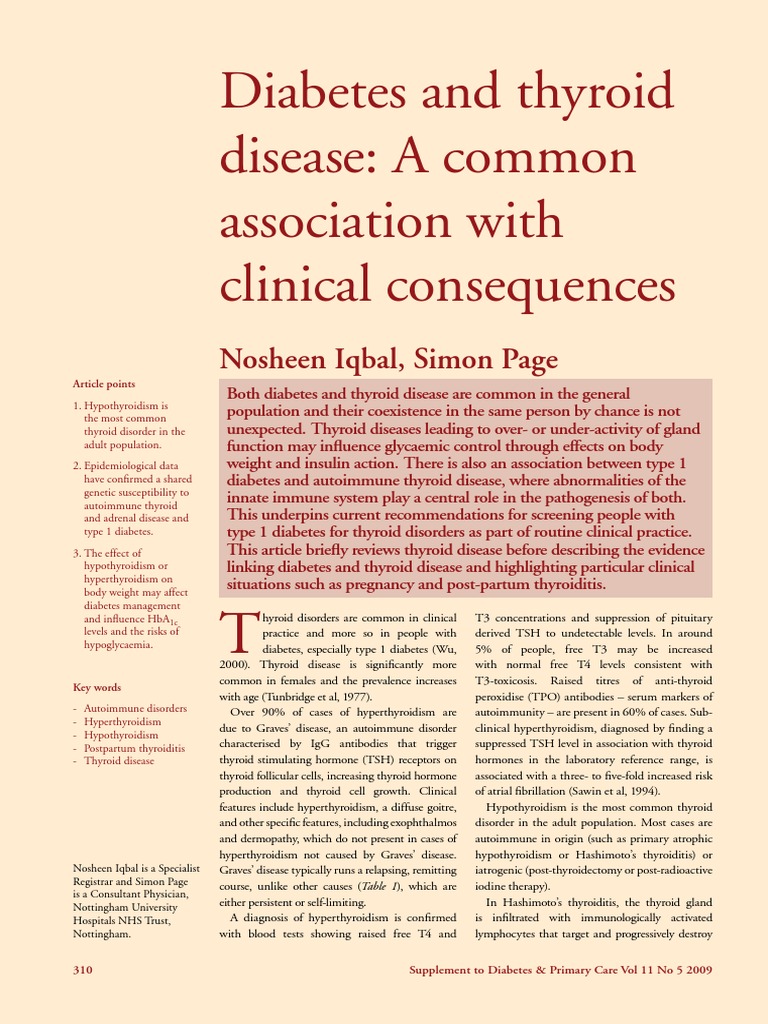 Diabetes and Thyroid Disease A Common Association With Clinical ...