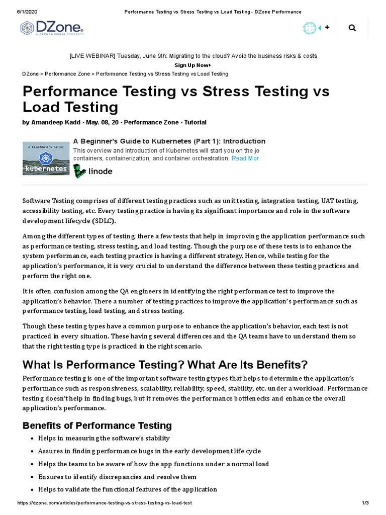 Performance vs Stress vs Load Testing | PDF | Software Testing ...