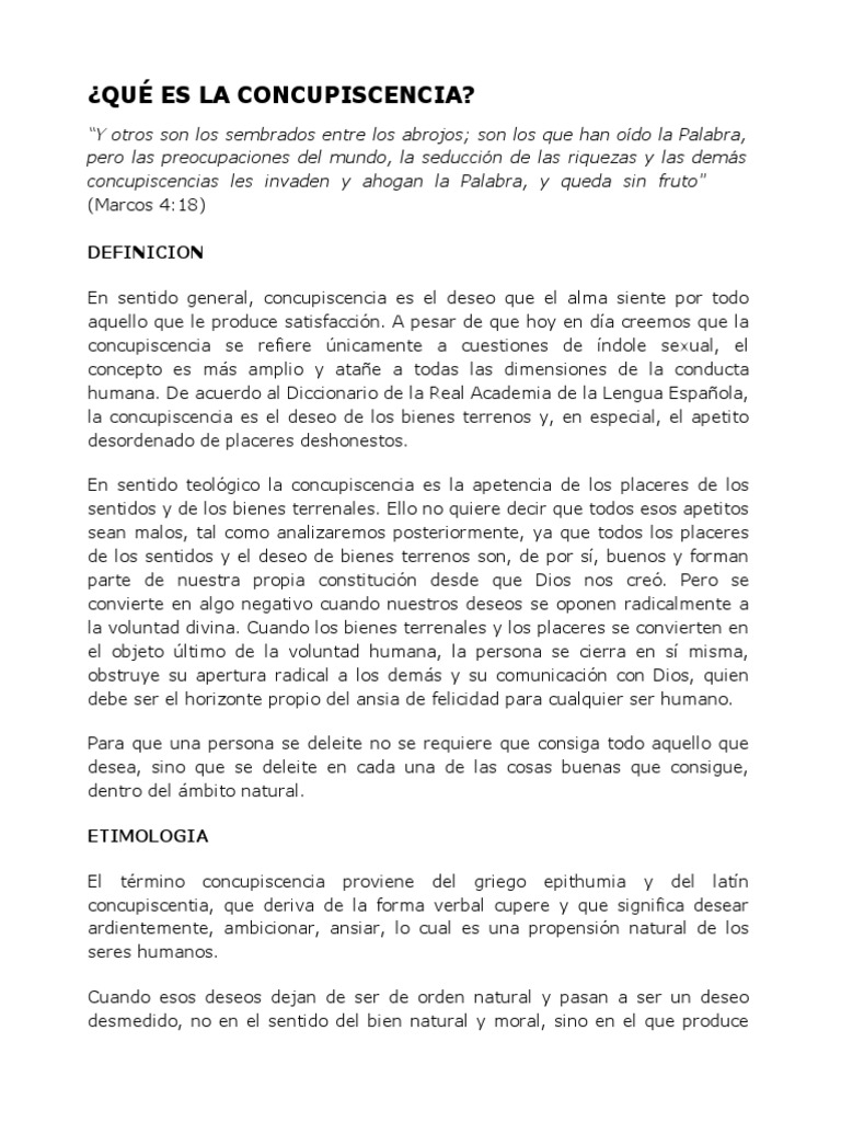 Definición y Significado de Concupiscencia | PDF | La resurrección de ...