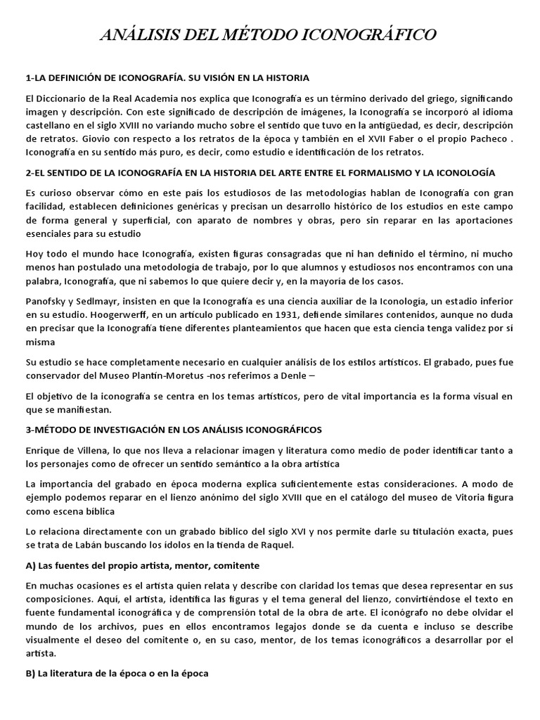 ANÁLISIS DEL MÉTODO ICONOGRÁFICO Actualizado | PDF | Historia del Arte ...