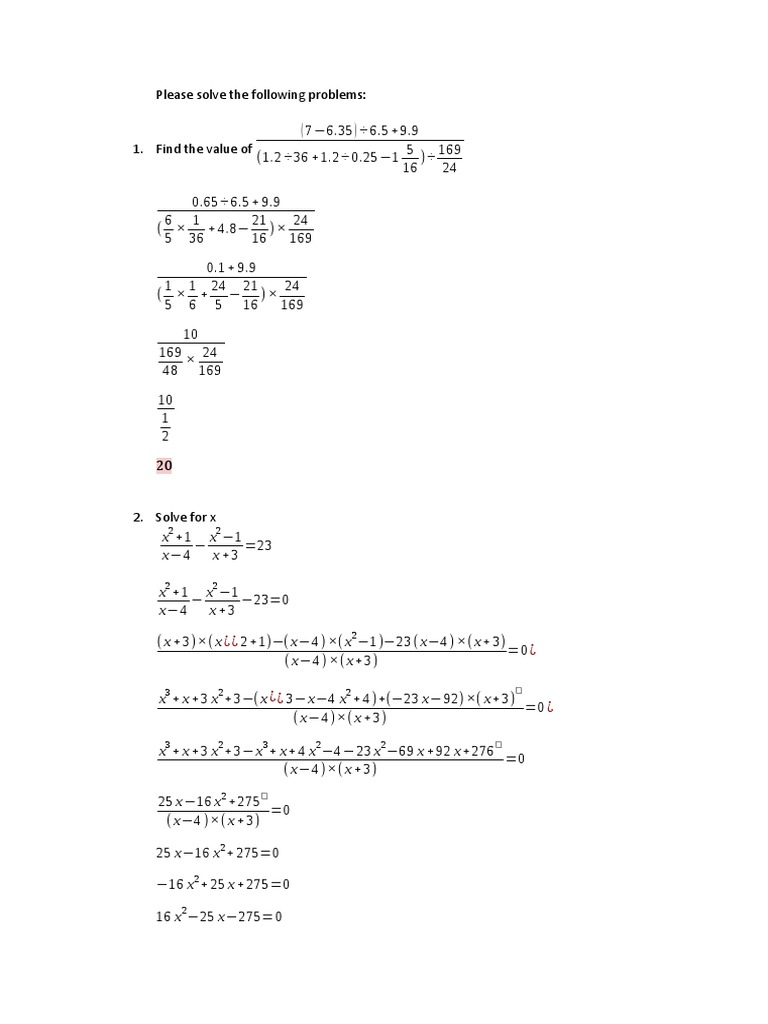 Please Solve The Following Problems | PDF