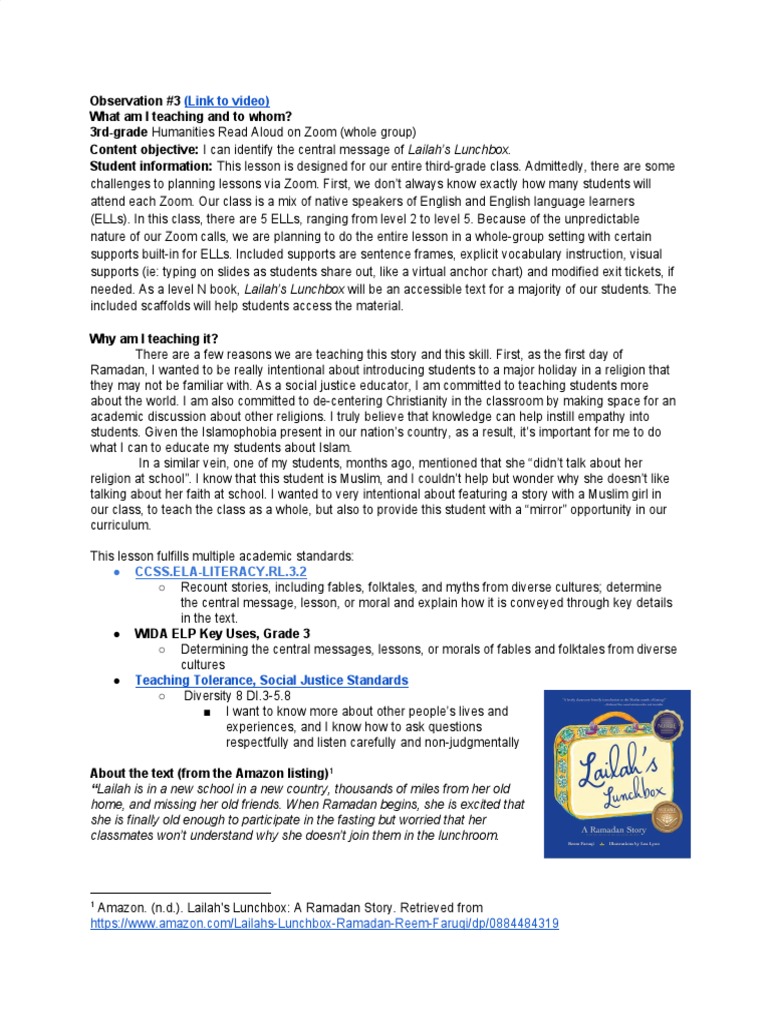 Lailahs Lunchbox Lesson Zoom | PDF | Vocabulary | Semiotics