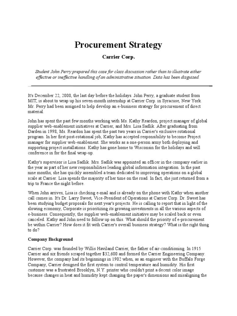 Case Study 1 | PDF | Carrier Corporation | Air Conditioning