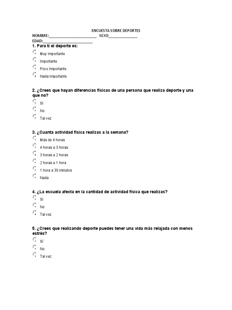 Encuesta Sobre Deportes | PDF