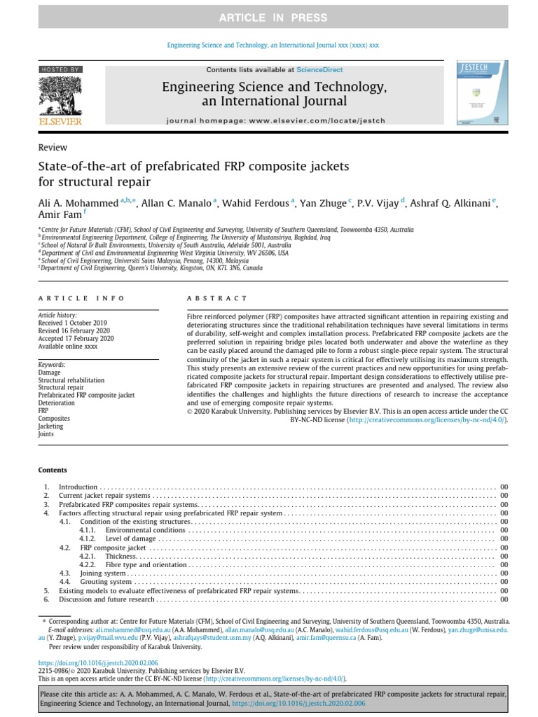 State-Of-The-Art of Prefabricated FRP Composite Jackets | PDF | Fibre ...