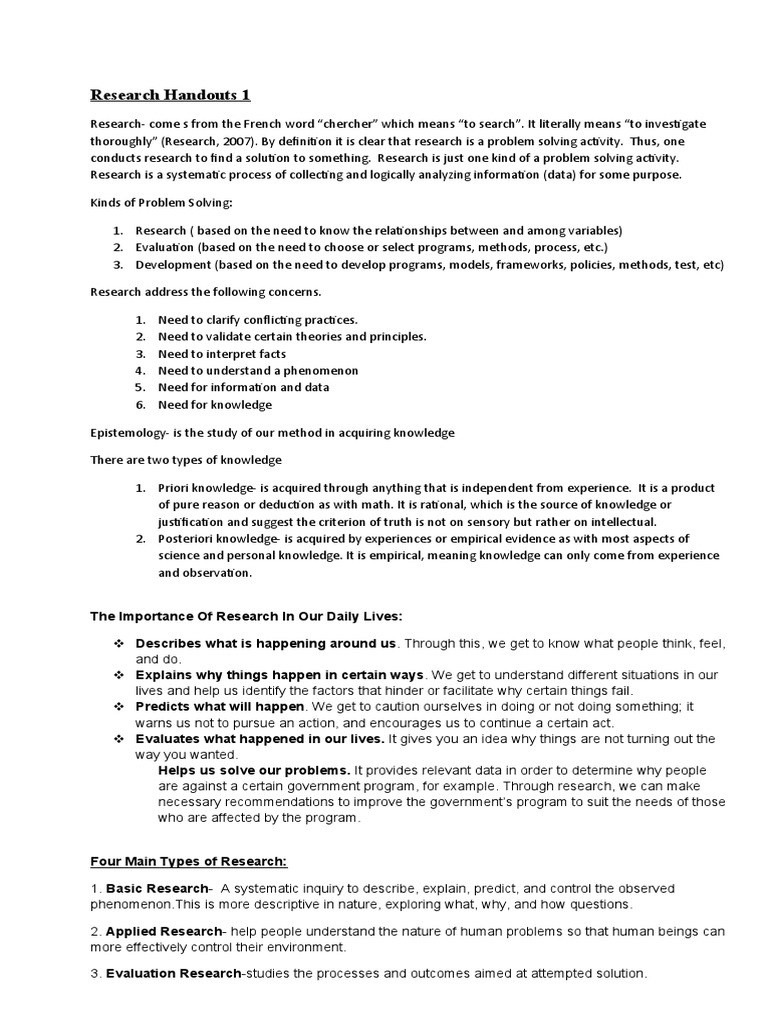 Research Handout 1 | PDF | Qualitative Research | Quantitative Research