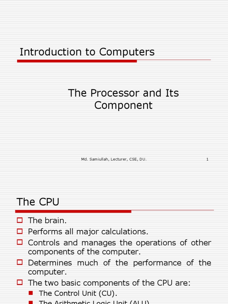 Introduction To Computers: Md. Samiullah, Lecturer, CSE, DU. 1 | PDF ...