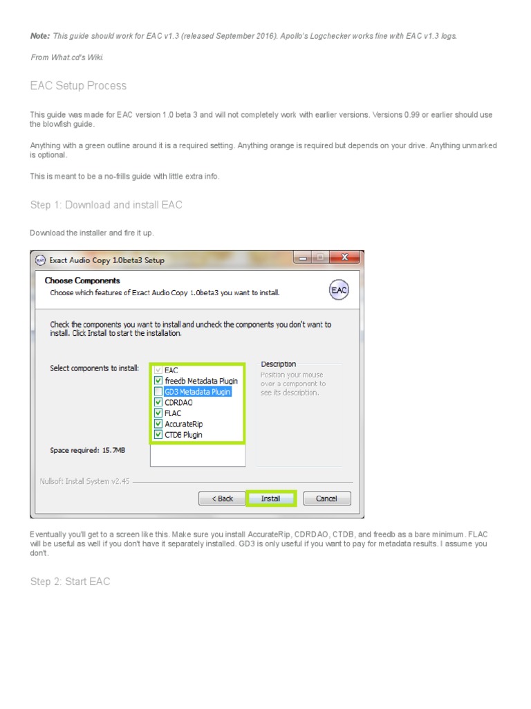 EAC Setup & Ripping Guide (Combined) - APOLLO | PDF | Compact Disc | Mp3