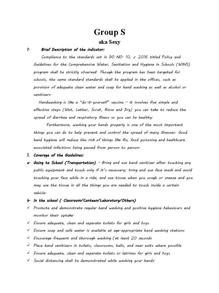 Group S - Handwasing | PDF | Hand Washing | Wash