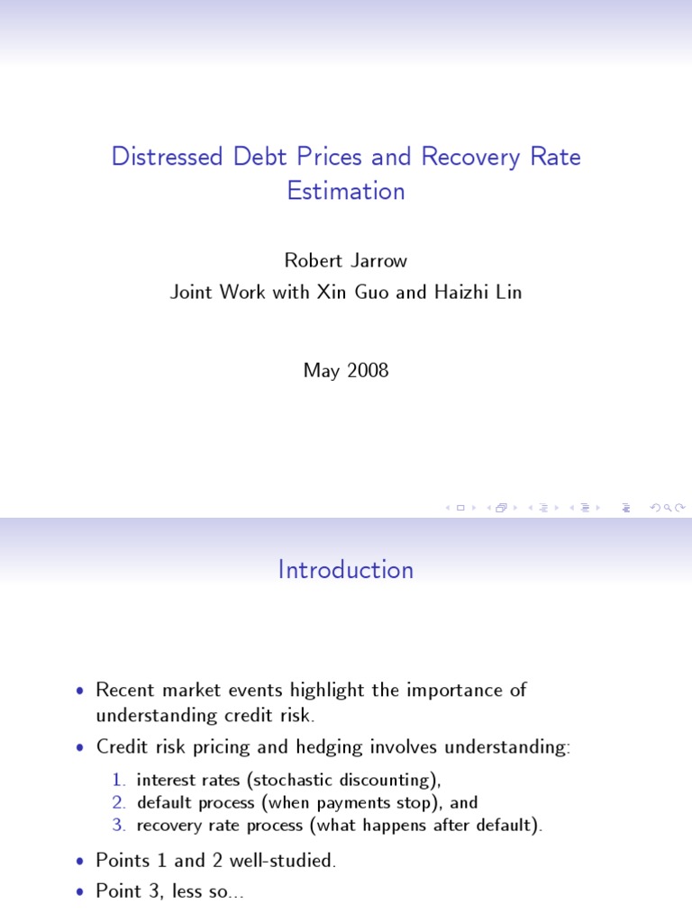 Distressed Debt Valuation | PDF | Debt | Errors And Residuals
