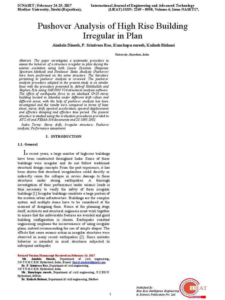 Pushover Analysis of High Rise Building Irregular in Plan | PDF ...