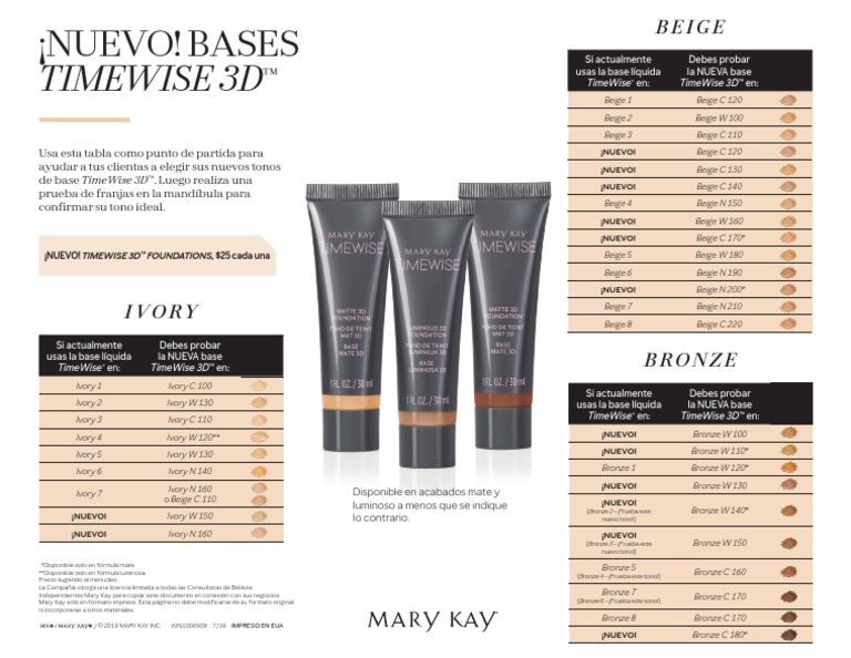 TABLAS DE BASES TimeWise Mary Kay | PDF | Business