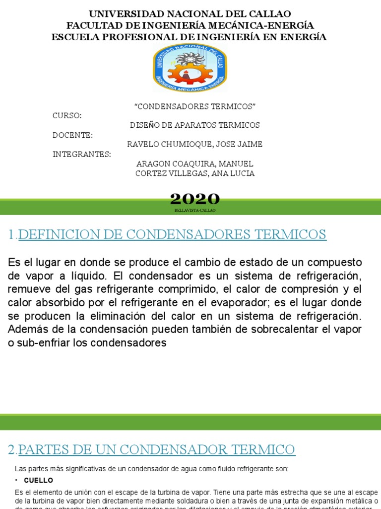 Diseño de Condensadores Térmicos | PDF | Refrigeración | Ingeniería Química