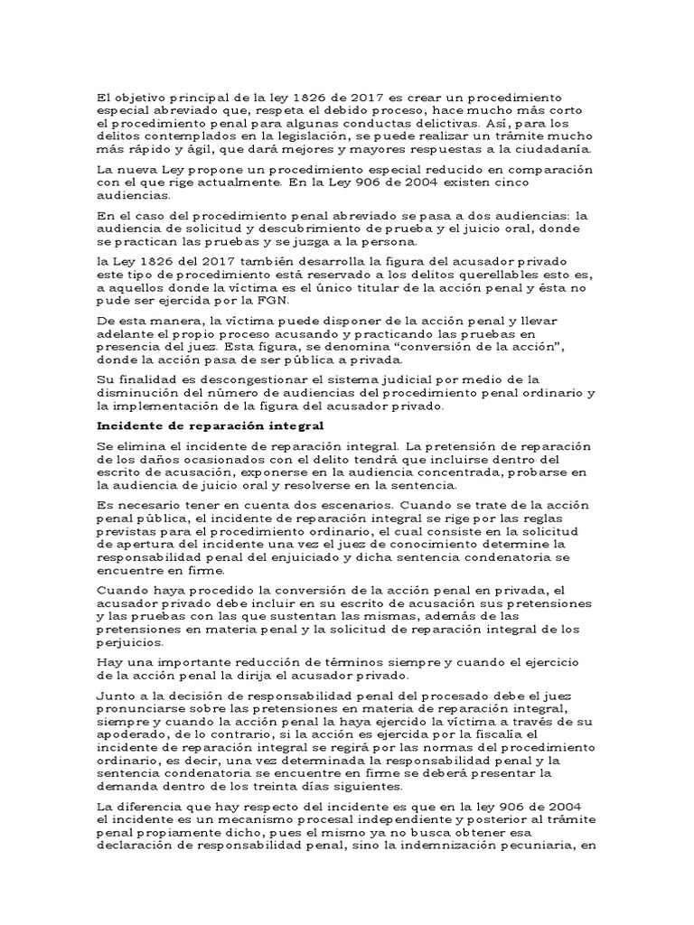 Ley 1826 de 2017 | PDF | Procedimiento Criminal | Derecho penal