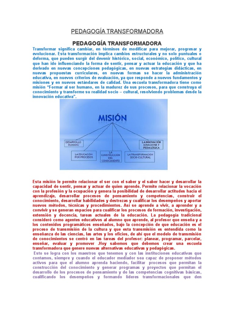 Pedagogía Transformadora Pdf Pedagogía Aprendizaje