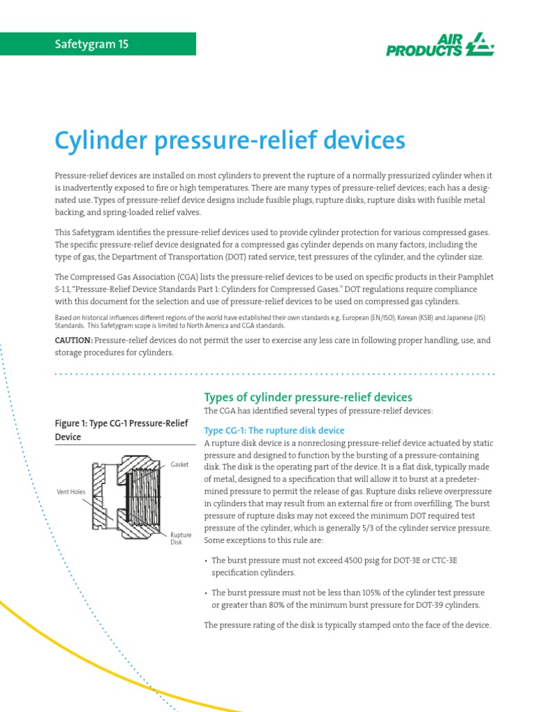 Cylinder Pressure-Relief Devices: Safetygram 15 | PDF | Valve ...