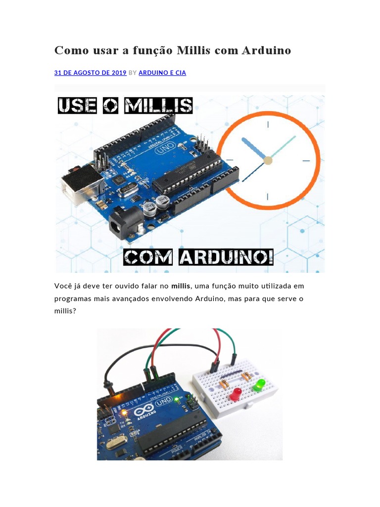Como Usar A Função Millis Com Arduino Pdf Arduino Tempo