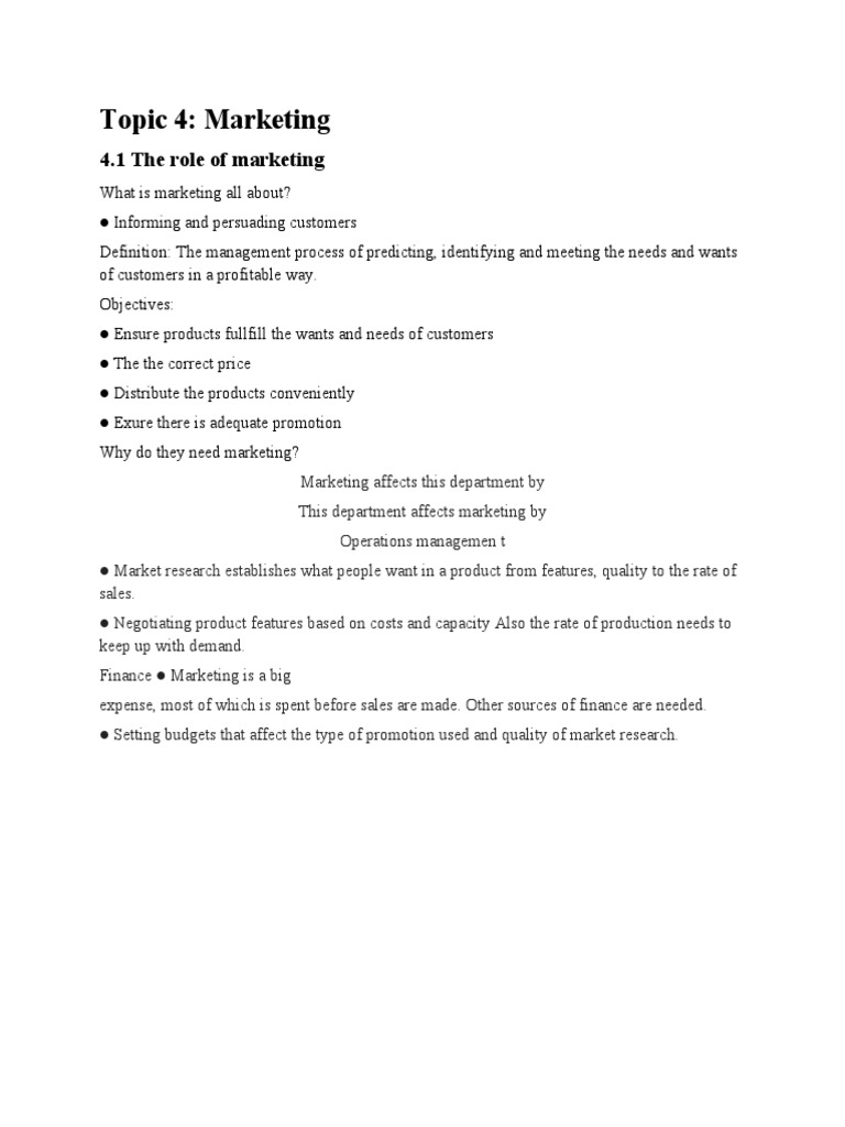 IB Business (HL) Topic 4 - Marketing | PDF | Marketing | Market ...