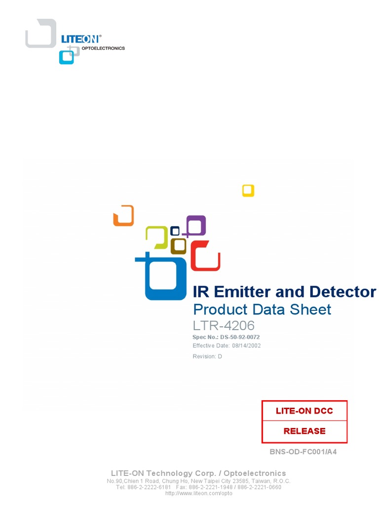 IR Emitter and Detector: Product Data Sheet | PDF | Manufactured Goods ...