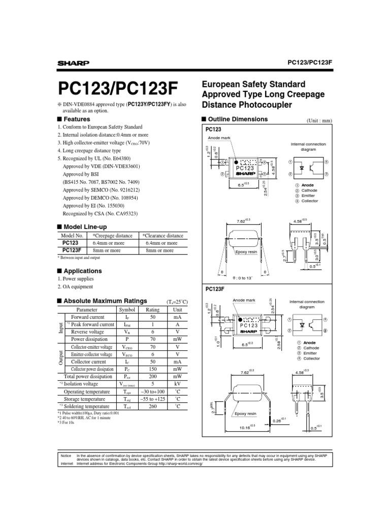 PC123/PC123F: European Safety Standard Approved Type Long Creepage ...