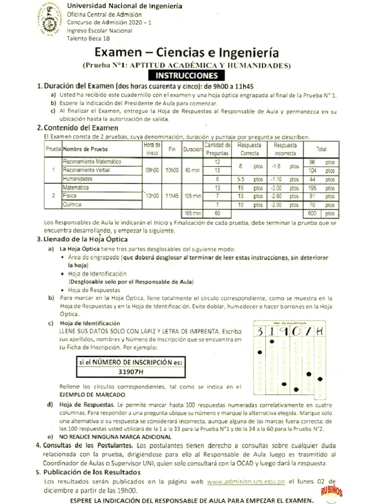 Examen Escolar Uni | PDF