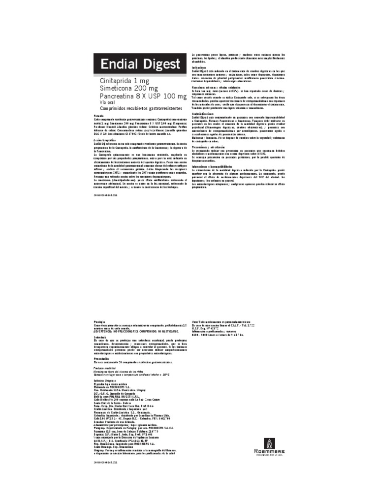 Endial Digest | PDF | Tableta (Farmacia) | Medicamentos con receta