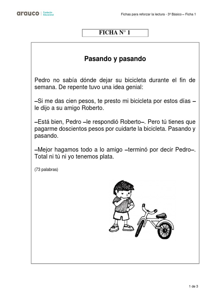 Fichas para Reforzar Lectura 3° Básico | PDF | Oración | Piano