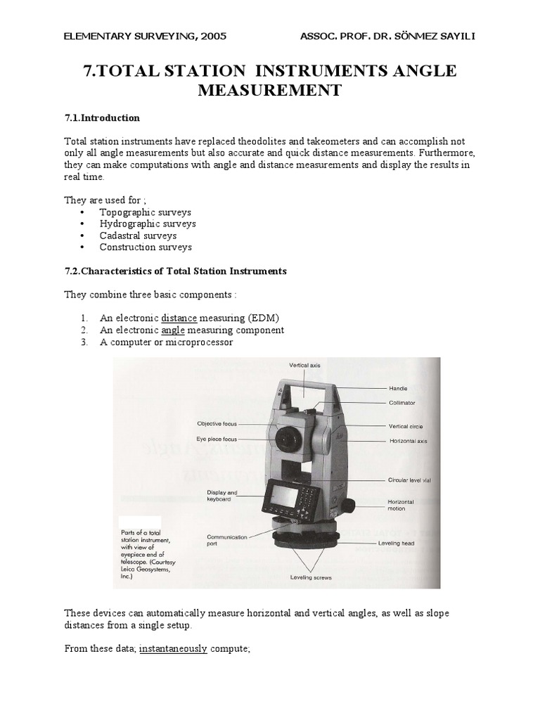 7.total Station Instruments Angle Measurement: Elementary Surveying ...