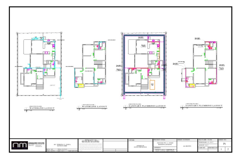 Waterline Layout Waterline Layout Sanitary Plumbing Layout Sanitary ...