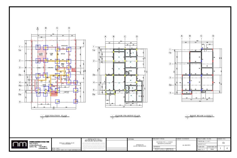 A B C D: Roof Beam Layout Floor Framing Plan Foundation Plan | PDF ...
