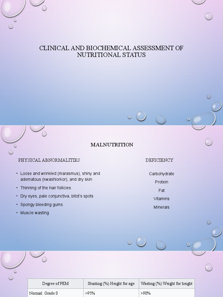 Clinical and Biochemical Assessment of Nutritional Status | PDF | Renal ...