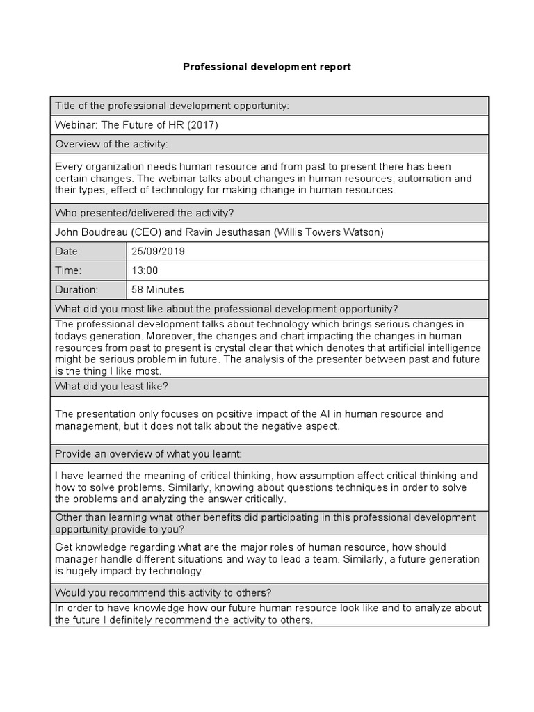Professional Development Report | PDF