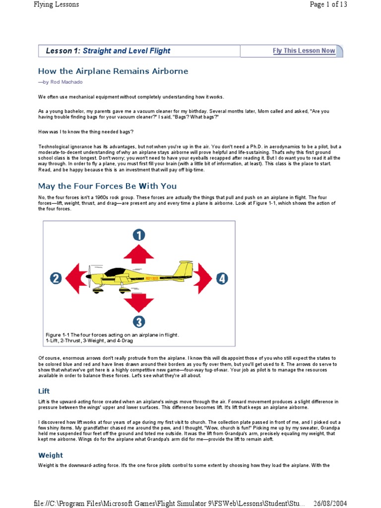 Straight and Level Flight: Lesson 1 | PDF | Flight Control Surfaces ...