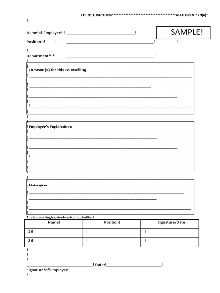 7.9 (A) - Counselling Form - 1-8 | PDF | Misconduct | Virtue