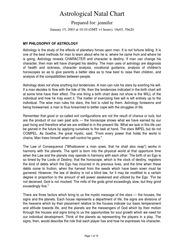 Jennifer - Natal Report | PDF | Astrology | Horoscope