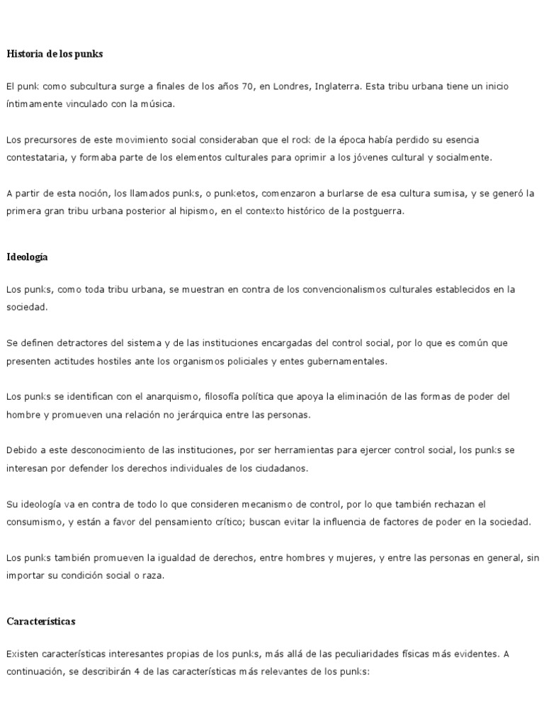 Historia y características de los punks | PDF | Punk rock | Ideologías