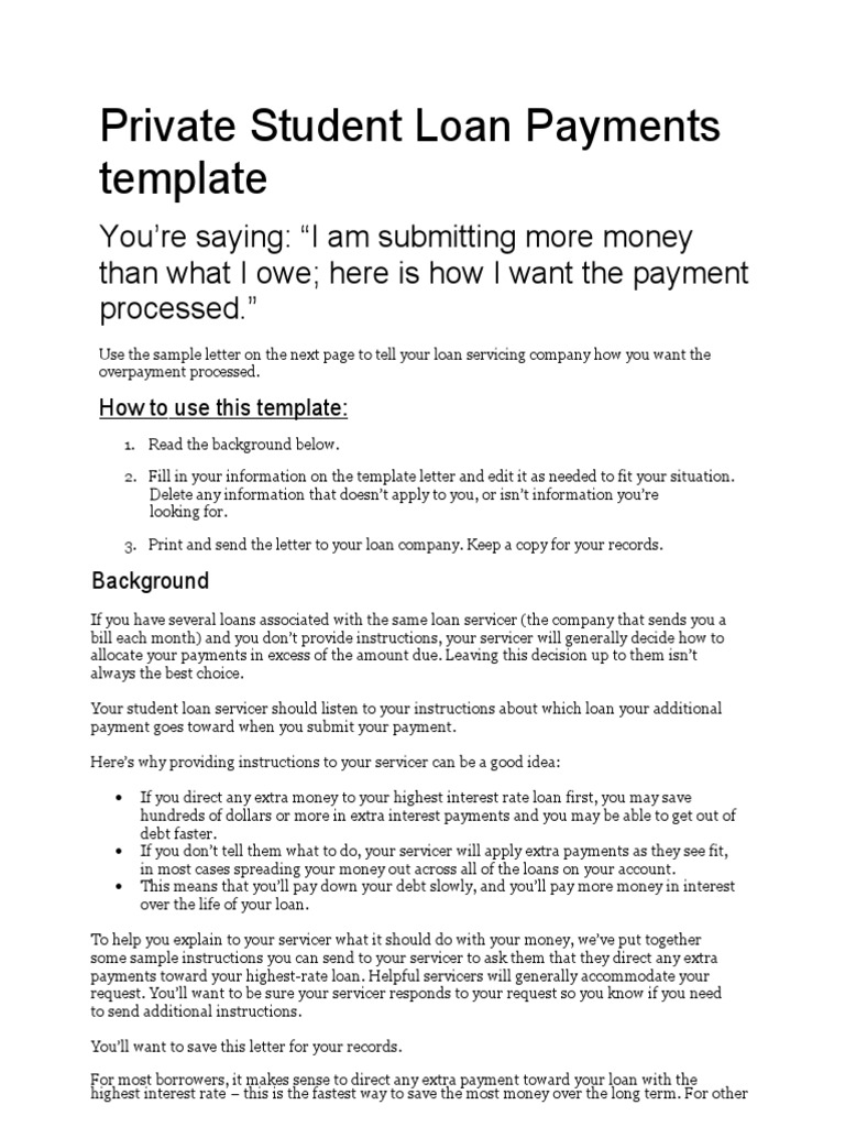 CFPB Consumer Sample Student Loan Payment Letter | PDF | Student Loan ...