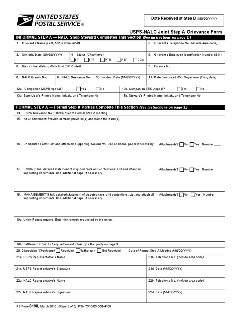 A PS Form 8190 - Fillable PDF | PDF | Arbitration | Business Law
