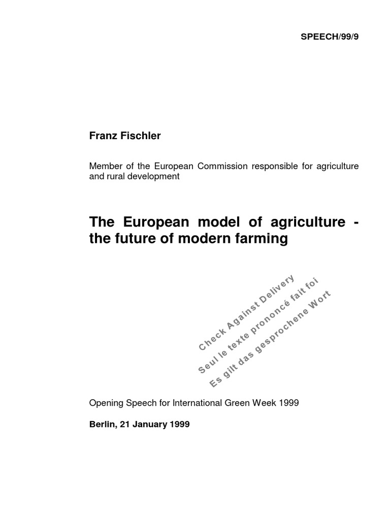 The European Model of Agriculture - The Future of Modern Farming | PDF ...