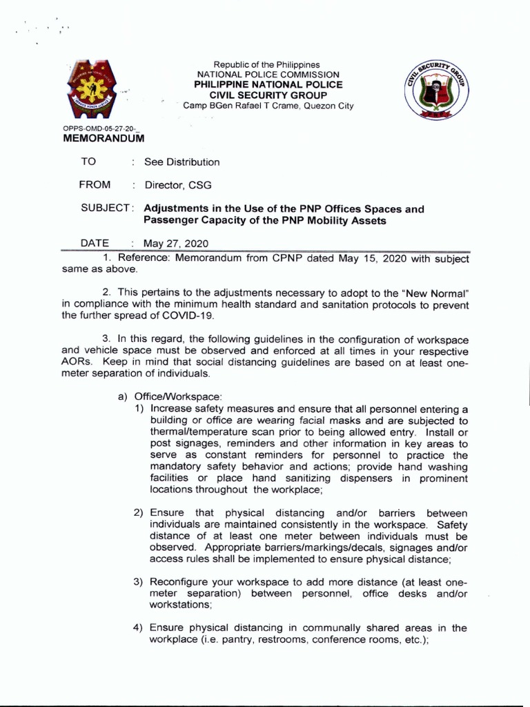 Adjustments in The Use of PNP Office Spaces and Passenger Capacity On ...