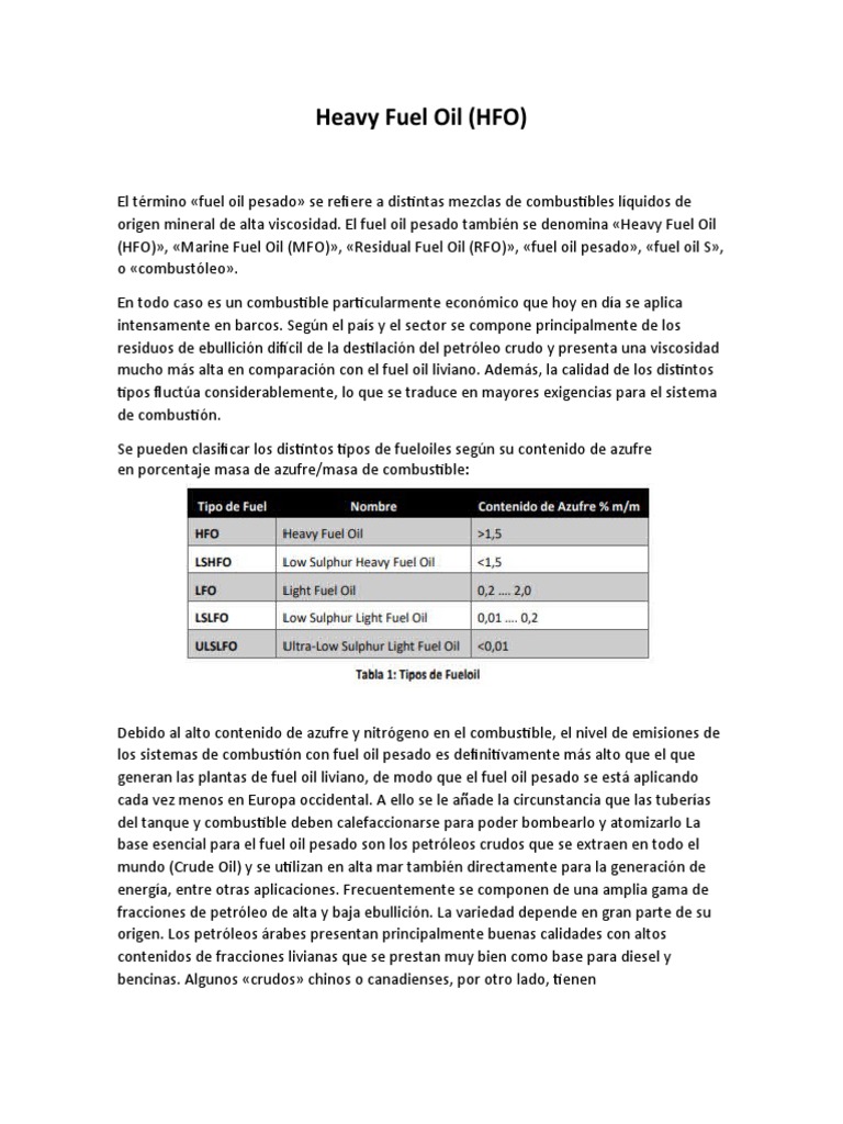 Heavy Fuel Oil (Hfo) | PDF | Gasolina | Combustible diesel