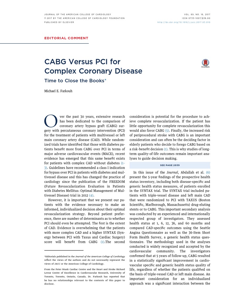 CABG Versus PCI For Complex Coronary Disease: Time To Close The Books ...