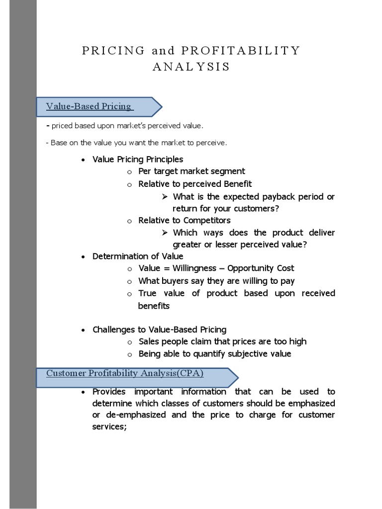 Pricing and Profitability Analysis | PDF | Pricing | Value Chain