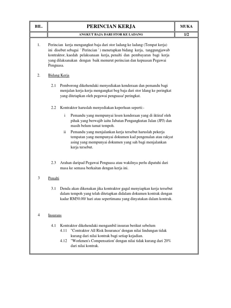 Perincian Kerja | PDF