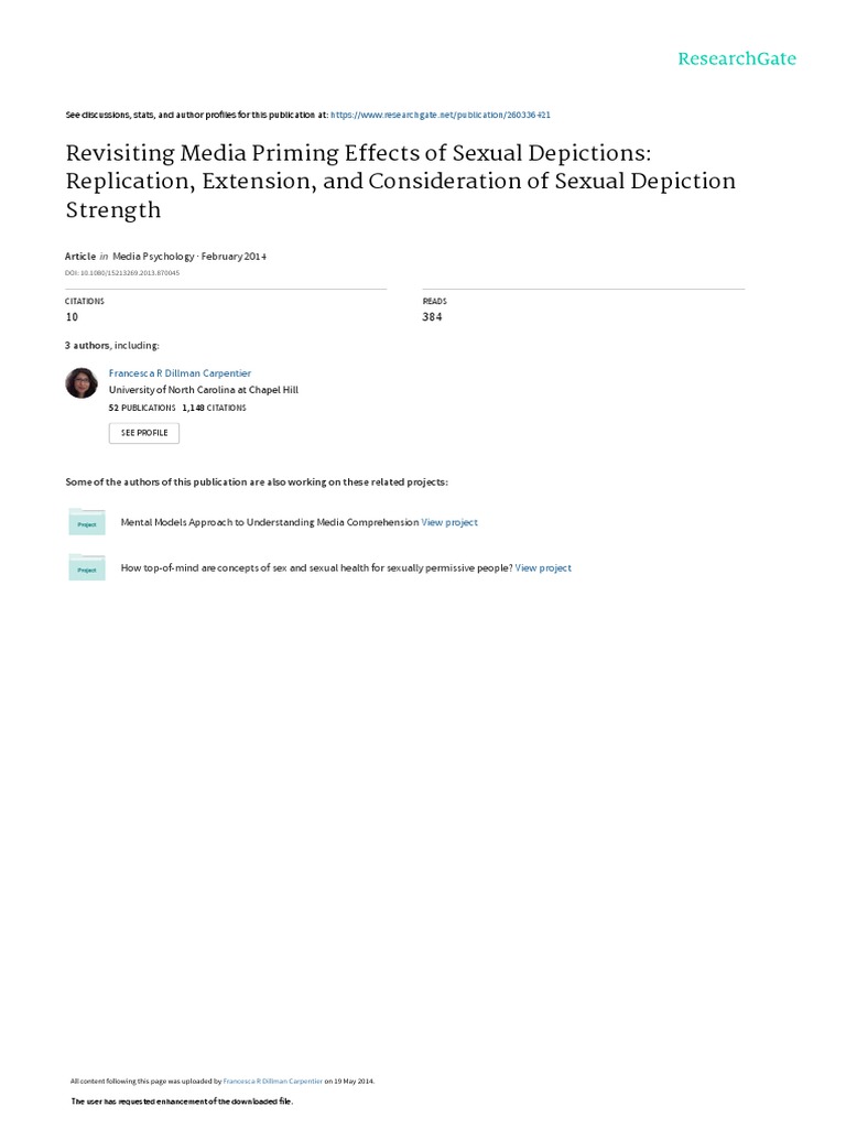 Revisiting Media Priming Effects of Sexual Depictions: Replication ...