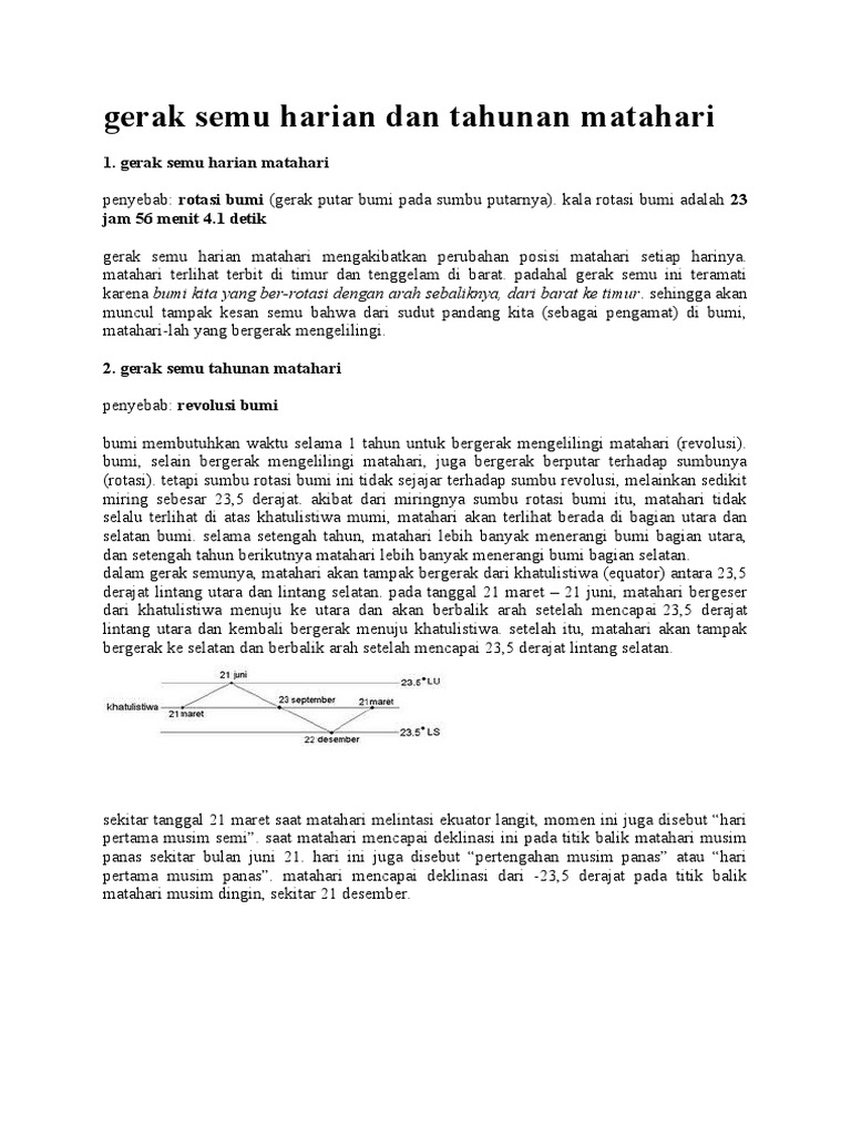 Perbedaan Gerak Semu Harian dan Tahunan | PDF