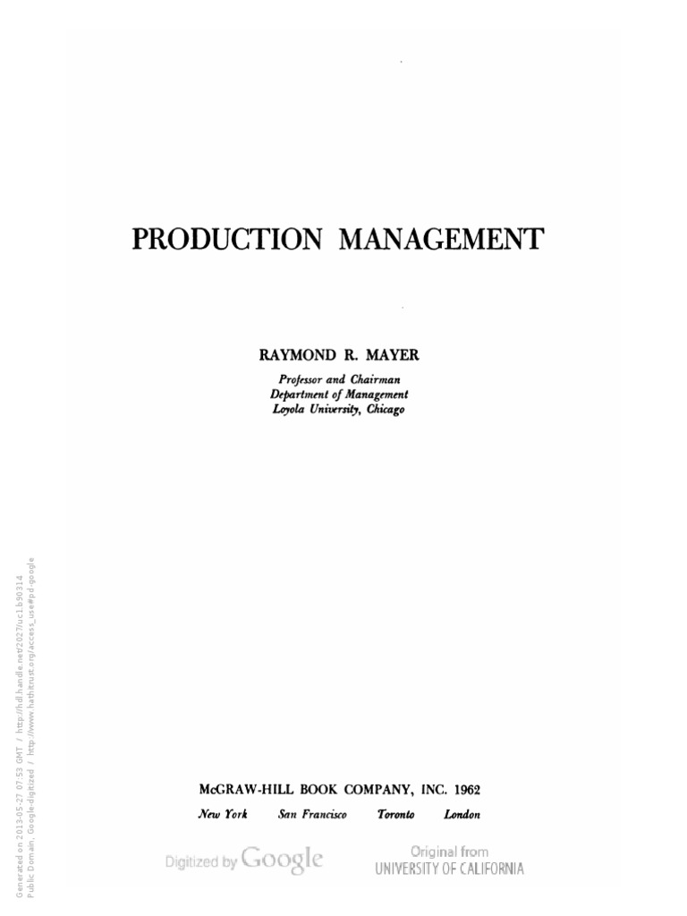 Raymond R. Mayer Production Management PDF | PDF | Inventory | Statistics