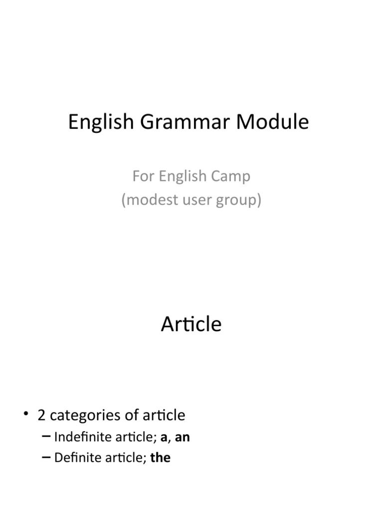 English Grammar Module: For English Camp (Modest User Group) | PDF ...