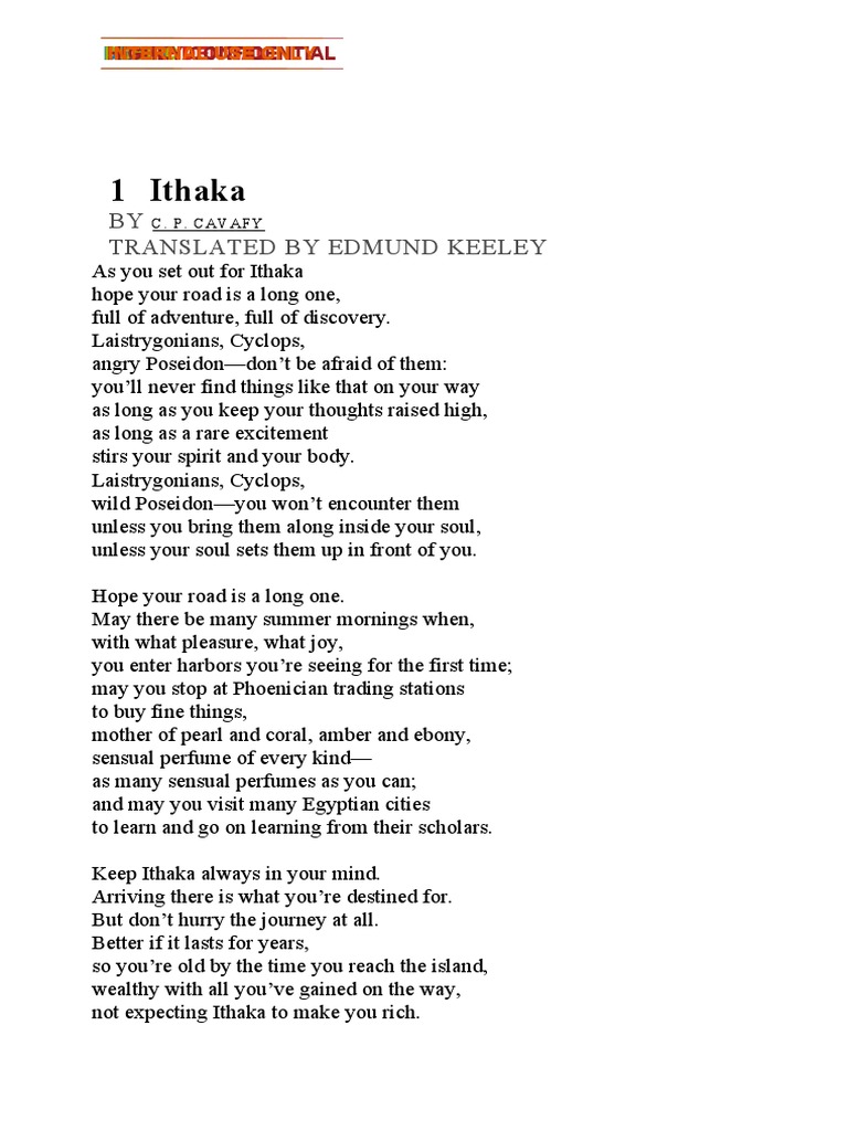 Journey to Ithaka: A Poetic Reflection | PDF